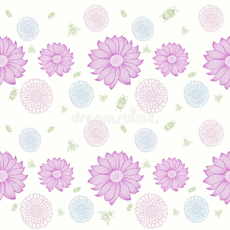 Flowers and Bugs Seamless Background Stock Vector - Illustration of ...
