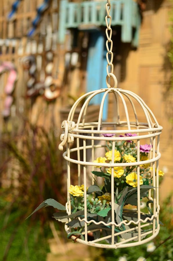 Flowers in cage stock image. Image of decoration, hanging - 46965093