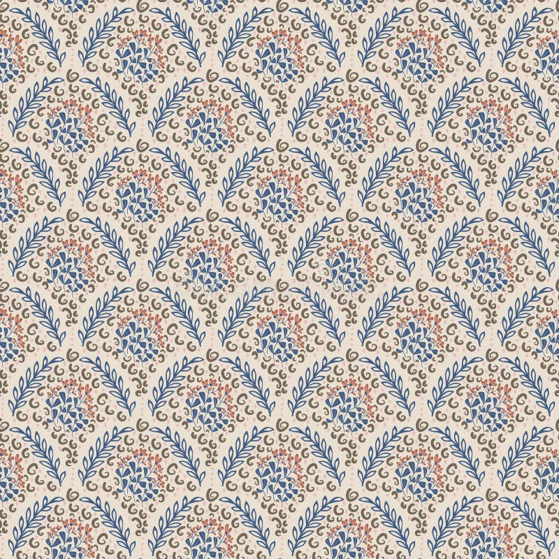 Flowers Calm Scallop Seamless Pattern. Floral Endless Background ...