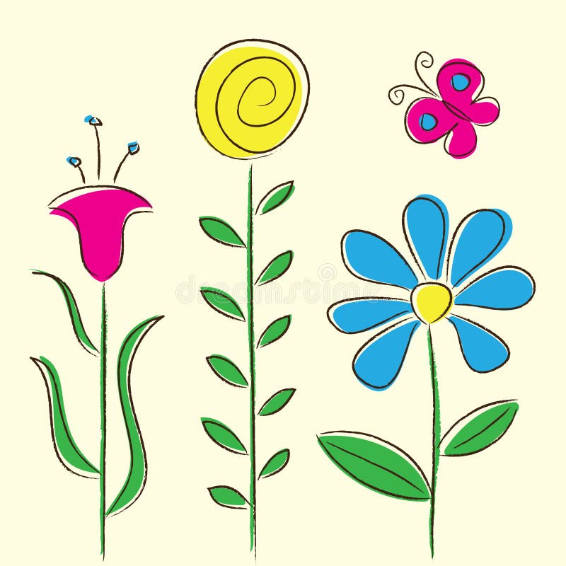 Cartoon Flowers Collection 4 Stock Vector - Illustration of flora ...
