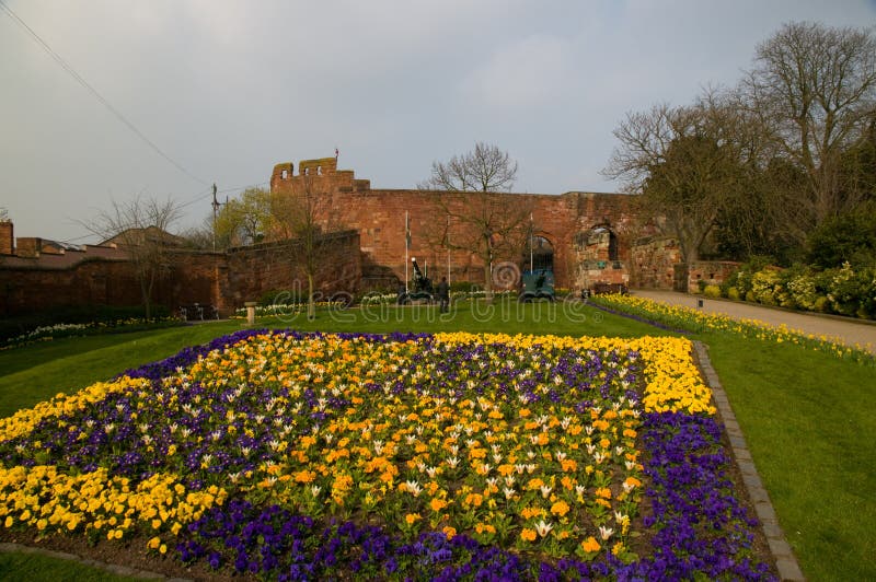 Flowers and castle stock photo. Image of spring, trees - 8667016