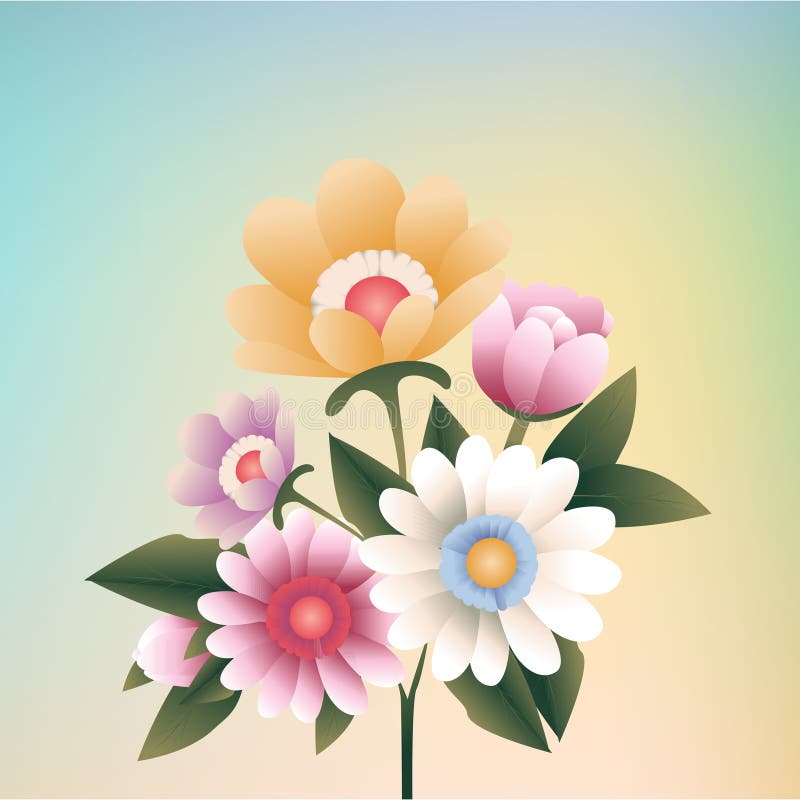 Bouquet of Flowers on a Gradient Background Delicate Vector Stock Photo ...