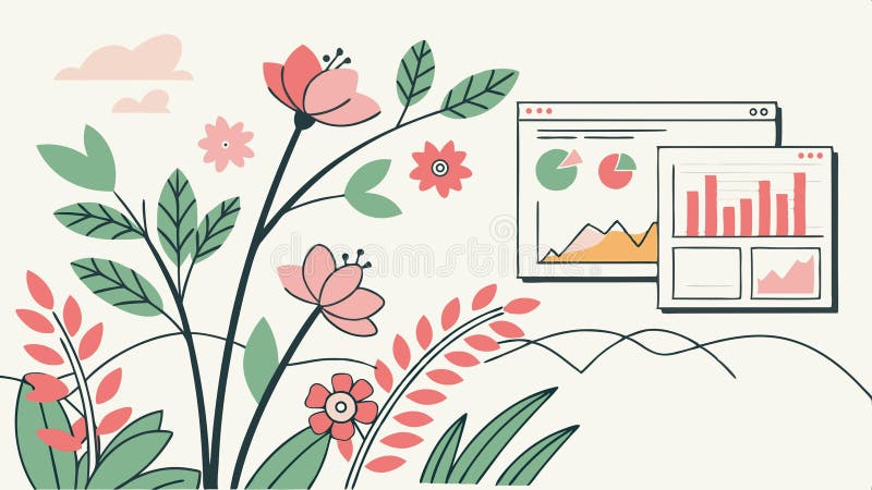 Flowers and Charts, Business Growth Data, Floral Analytics Vector ...