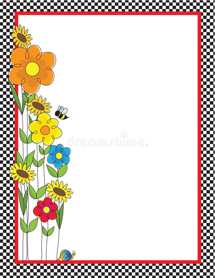 Flowers and Checks Border stock vector. Illustration of insect - 18922618