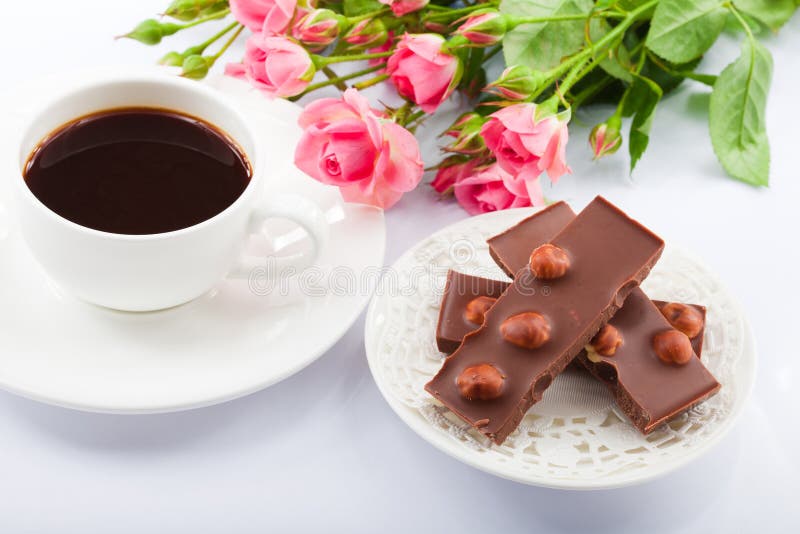 Flowers, Coffee and Sweets. Stock Photo - Image of aroma, gift: 29045308