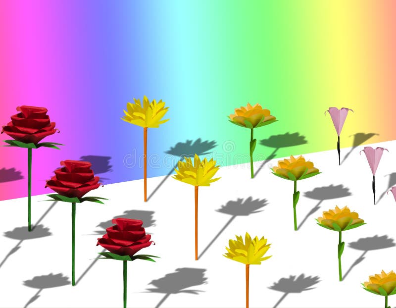 Flowers on a Colorful Background, Craft Flowers, Creative Spring Design ...