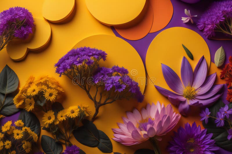 Flowers Composition. Colorful Flowers Composition on Color Background ...