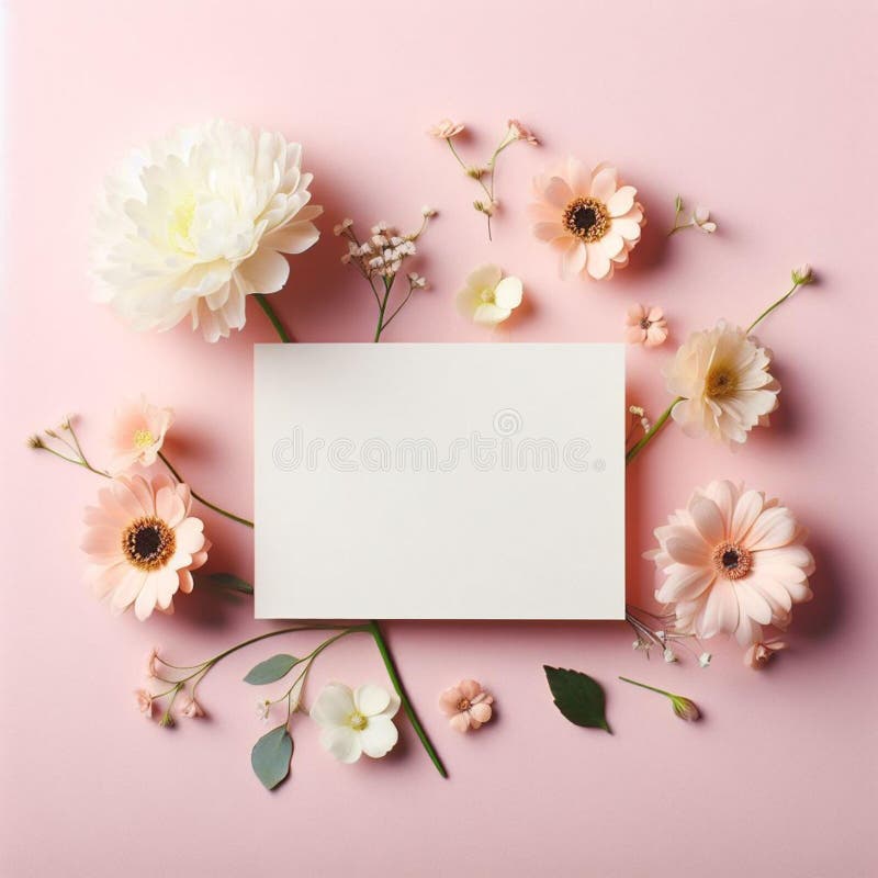 Flowers Composition. Frame Made of Flowers on Pastel Pink Background ...