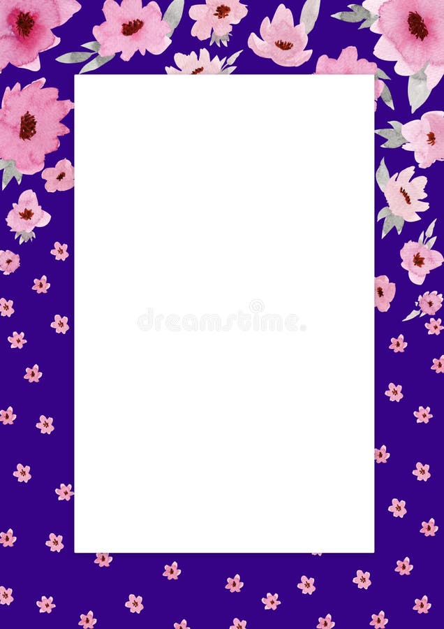 Flowers Composition. Rectangular Violet Frame Made of Pink Flowers and ...