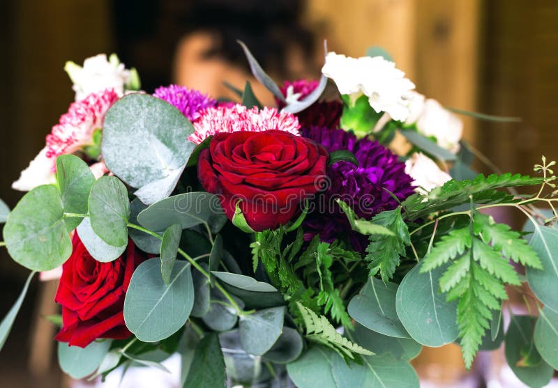 Flowers Compositions Arrange for Decoration in Restaurant Stock Image ...