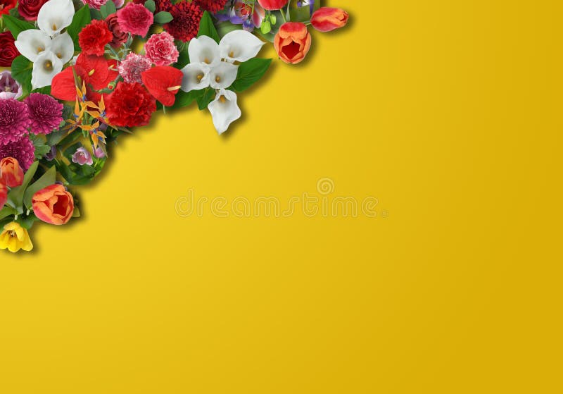 Flowers in Corner of Image with Space Stock Image - Image of festive ...
