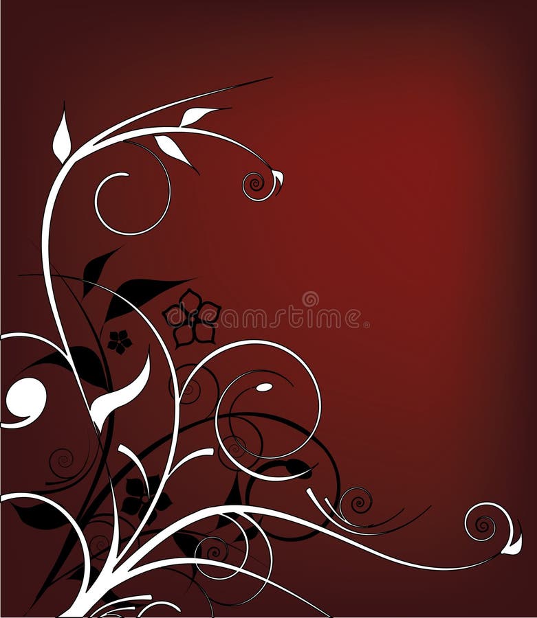 Flowers design on red stock vector. Illustration of curve - 13447836