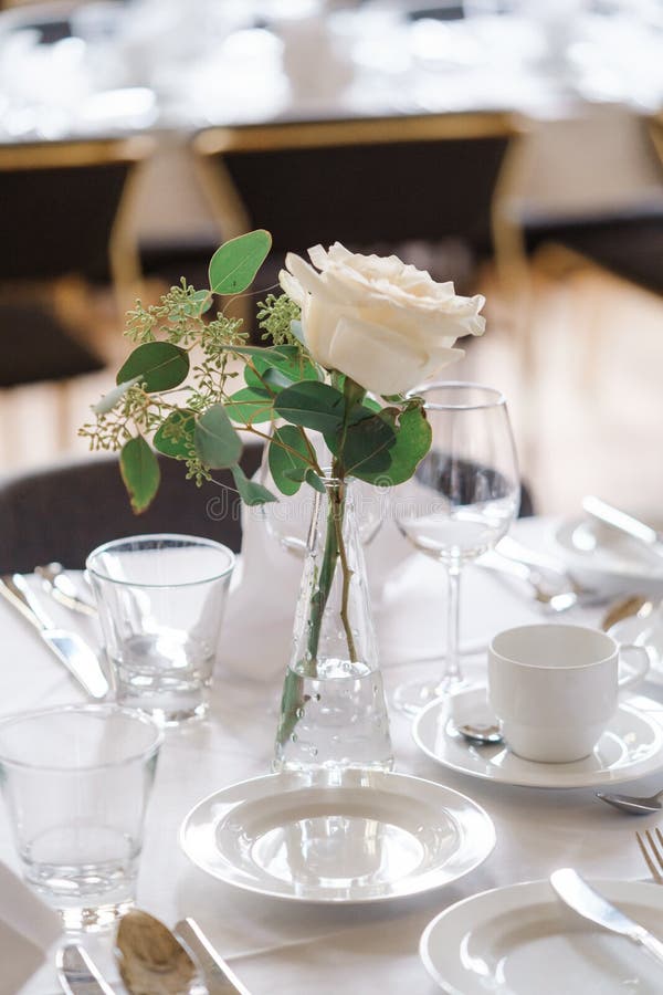 Flowers on the Dining Table Stock Image - Image of banquet, arrangement ...