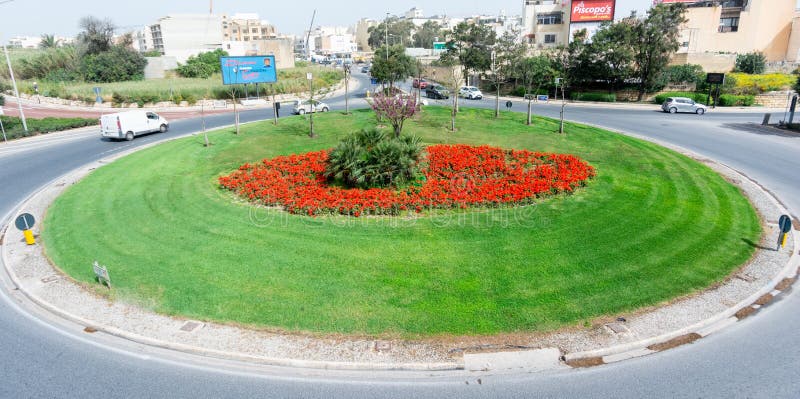 Flowers Arrangement and Roundabouts in Malta. Editorial Stock Image ...