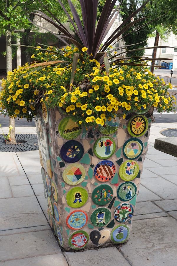 The Flowers are Displayed in Fancy Pottery. Stock Image - Image of ...