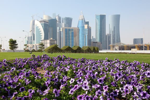 Flowers in Doha Downtown, Qatar Stock Image - Image of west, modern ...