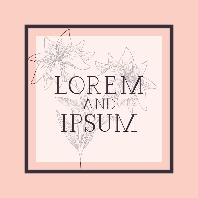 Flowers Drawn and Calligraphy Decorative Square Frame Stock Vector ...
