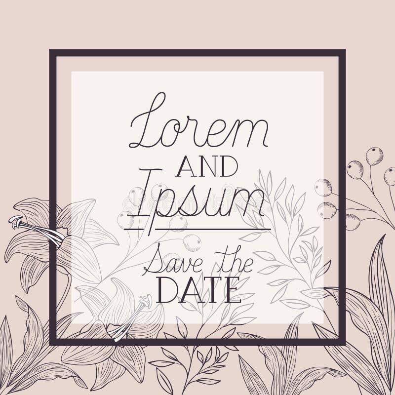 Flowers Drawn and Calligraphy Decorative Square Frame Stock Vector ...