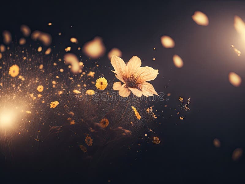 Flowers Exploding on Black Background Bokeh. Ai Generative Stock ...