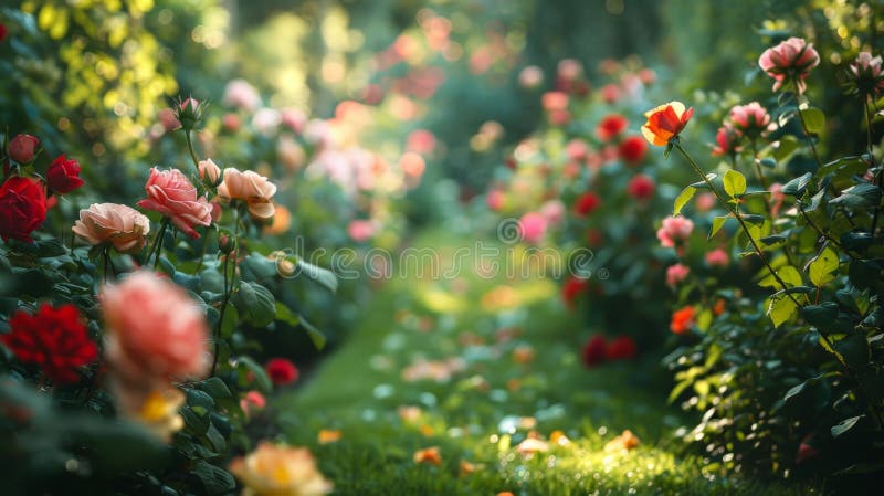 Field of Flowers with a Pathway Stock Photo - Image of pathway, rural ...