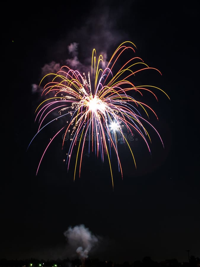 Flowers Fire Works Flowers in Black Sky Stock Image - Image of evening ...