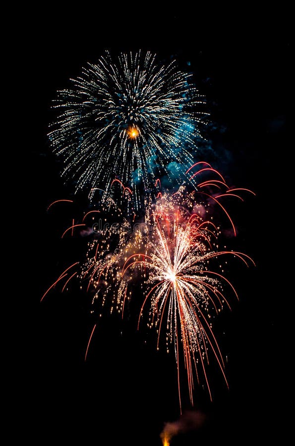 Flowers Fire Works Flowers in Black Sky Stock Photo - Image of flash ...