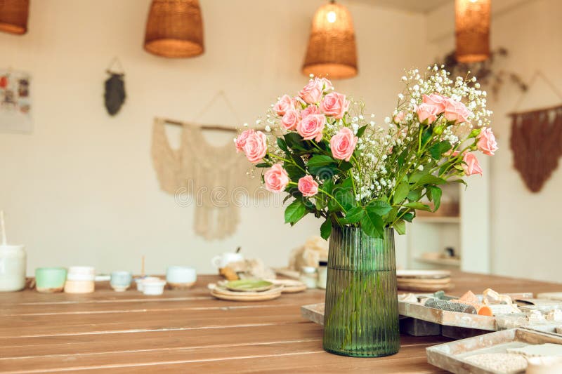 Flowers in a Flower Pot on the Table Stock Photo - Image of skill ...