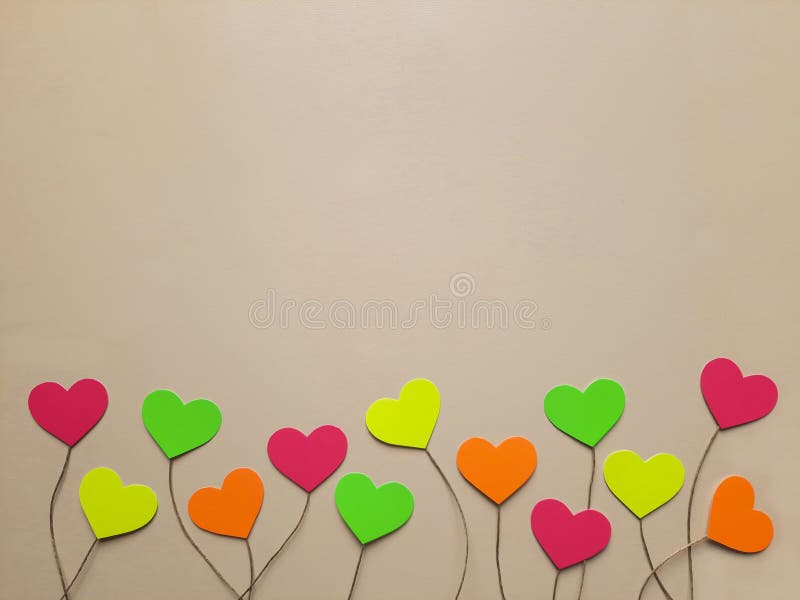 Flowers in the Form of Hearts Made of Paper on a Light Neutral ...