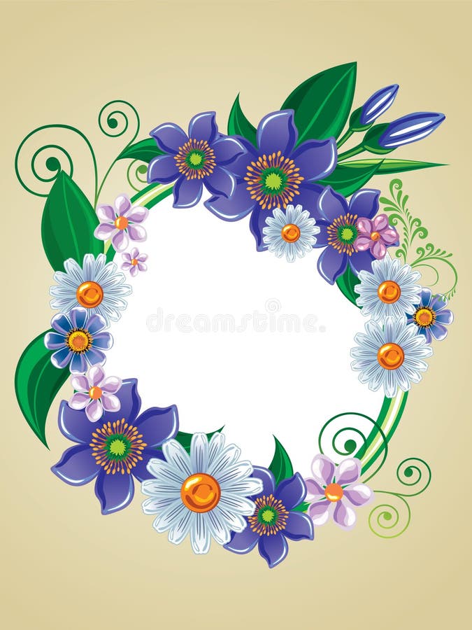 Floral spring oval border stock illustration. Illustration of summer ...