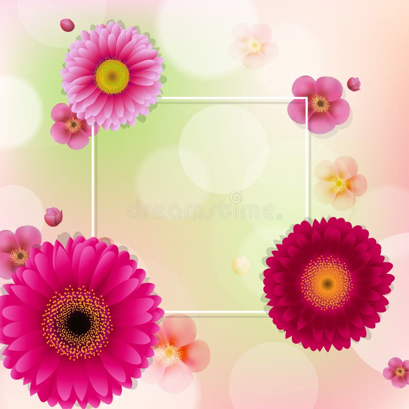 Flowers Frame with Bokeh stock vector. Illustration of gerber - 195709319