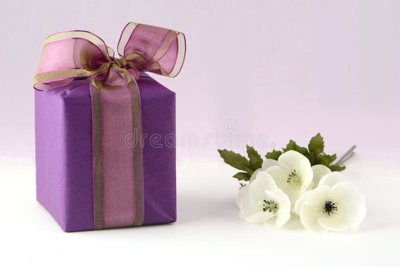 Flowers and gift box stock image. Image of purple, love - 52669583