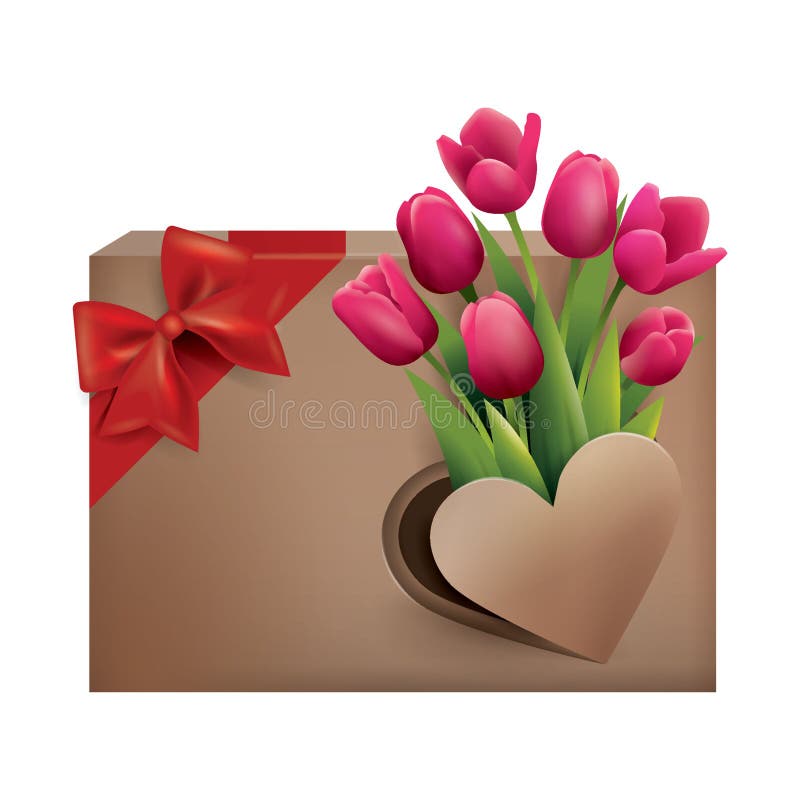 Flowers in a Gift Box Design Stock Vector - Illustration of ...