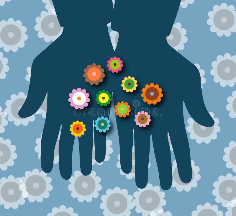 Flowers in a hand ! stock illustration. Illustration of rose - 1942027