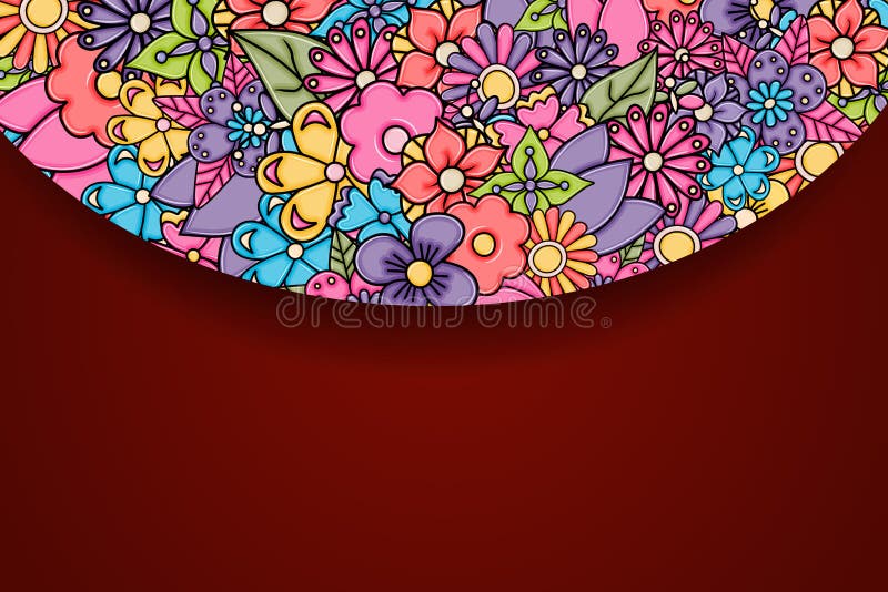 Flowers Hand Drawn Cartoon Card Background. Stock Vector - Illustration ...