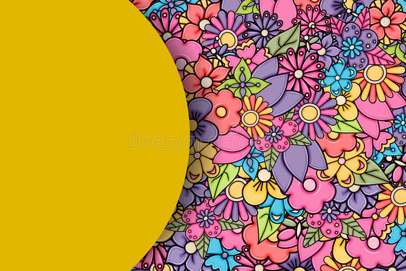 Flowers Hand Drawn Cartoon Card Background. Stock Vector - Illustration ...