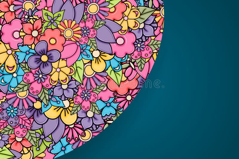 Flowers Hand Drawn Cartoon Card Background. Stock Vector - Illustration ...