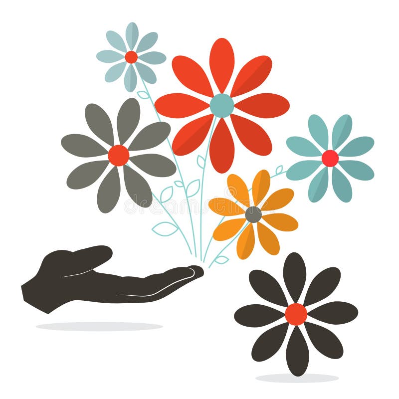 Flowers in Hand Vector stock vector. Illustration of hand - 60329049