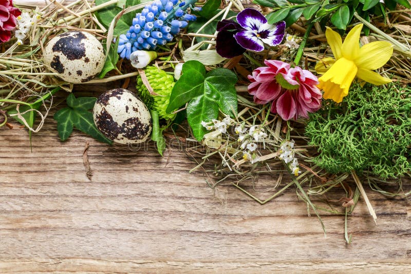 Flowers and hay on wood stock image. Image of arrangement - 164881975