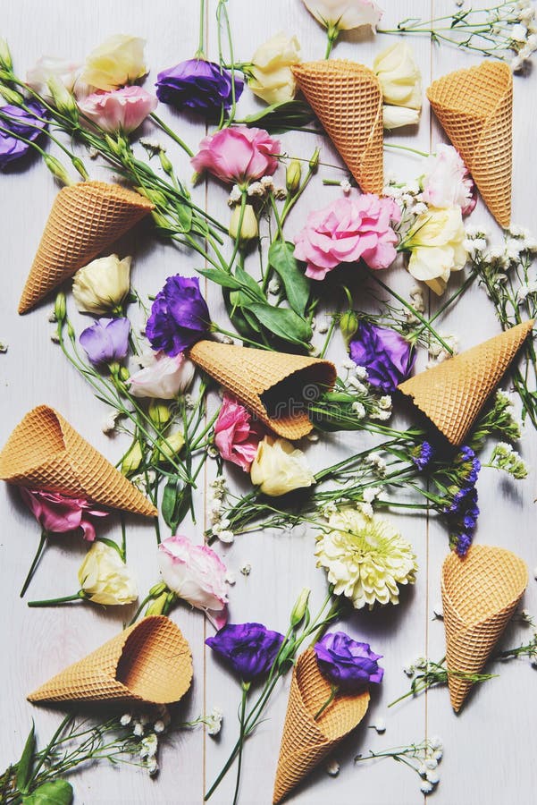 Flowers in an Ice Cream Cone Stock Photo - Image of bouquet, pretty ...