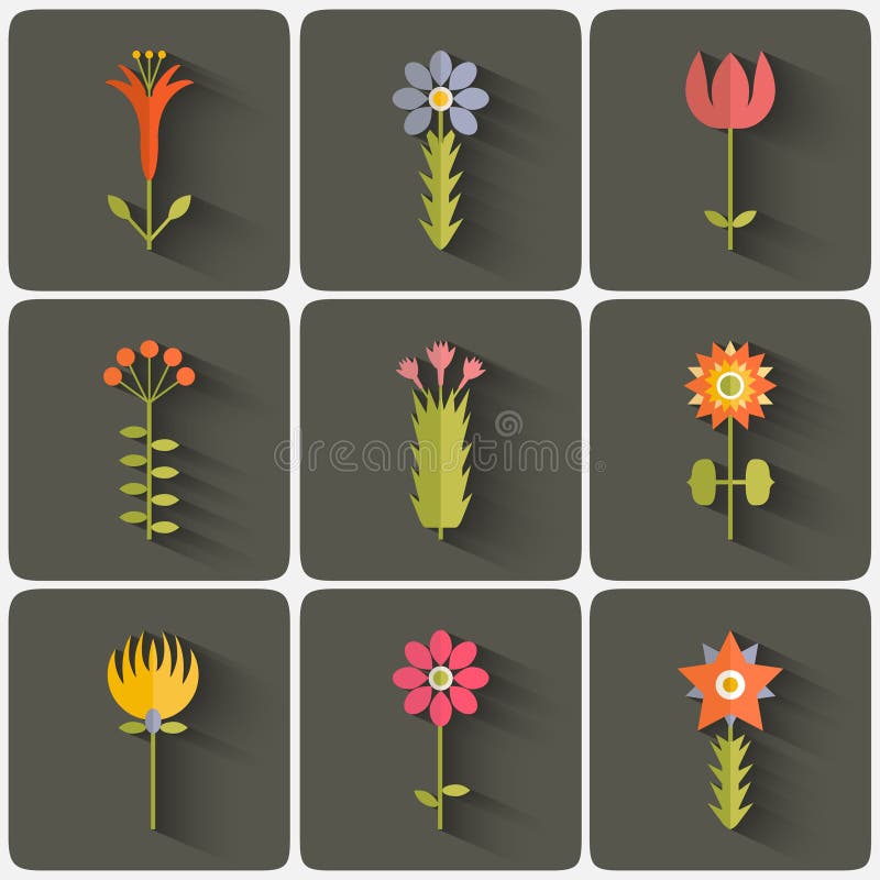 Flowers icon set stock vector. Illustration of botany - 8082520