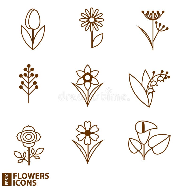 Flowers icons stock vector. Illustration of plant, summer - 56038108