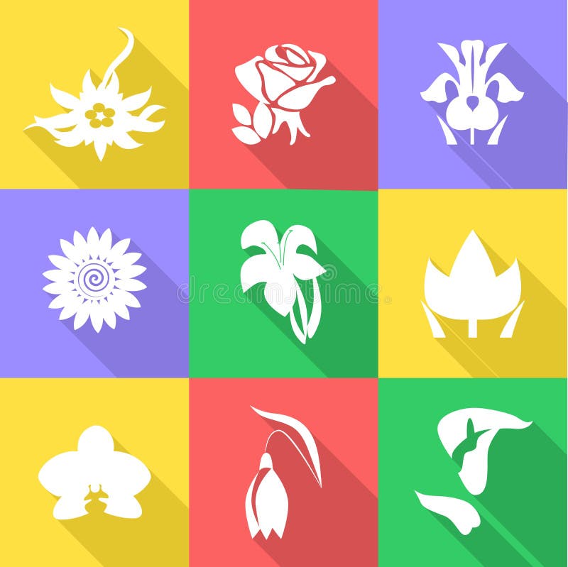 The flowers icons stock vector. Illustration of plants - 63109692