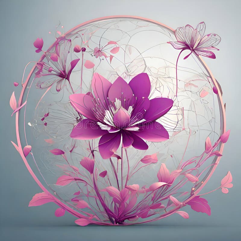 Flowers Illustration of Futuristic Wireframe Design Stock Illustration ...