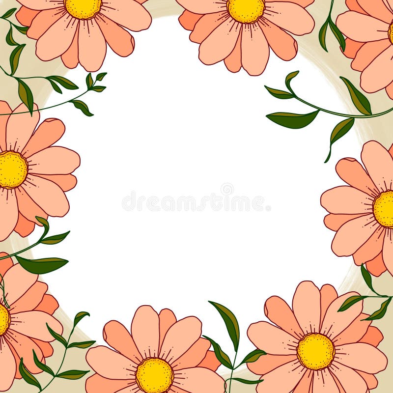 Flowers Illustration Pattern Pink Floral Frame Pattern Stock ...