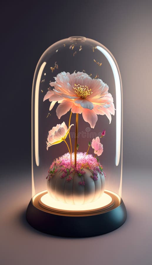 Flowers Inside a Crystal Bell Stock Illustration - Illustration of ...