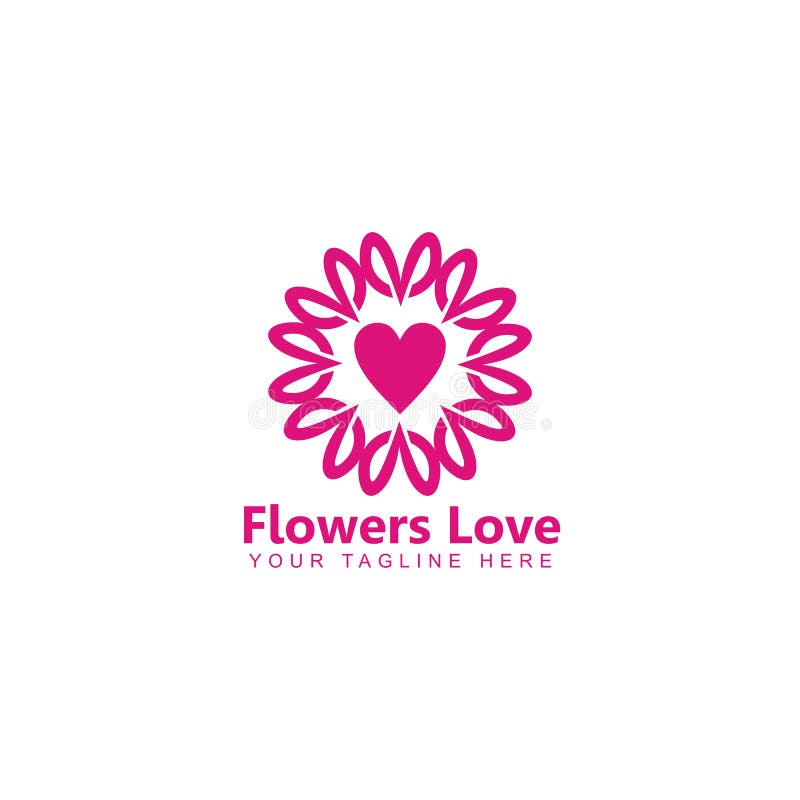 Flowers Love Logo Design Inspiration Stock Illustration - Illustration ...