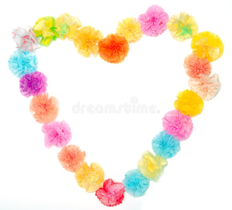 Flowers Made from Paper Craftwork in Heart Shape Stock Image - Image of ...