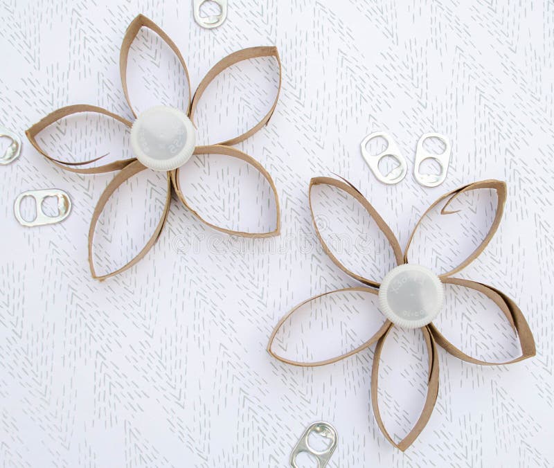 Flowers made of recycles stock photo. Image of caps - 209422018