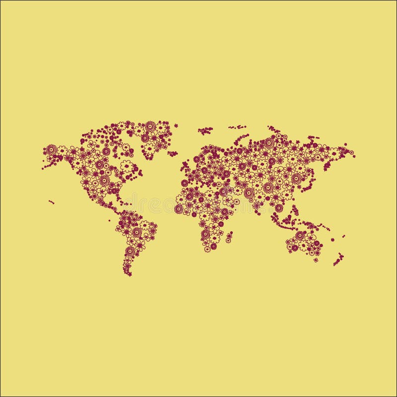 Flowers. Map. Map of the World of Flowers. Stock Vector - Illustration ...