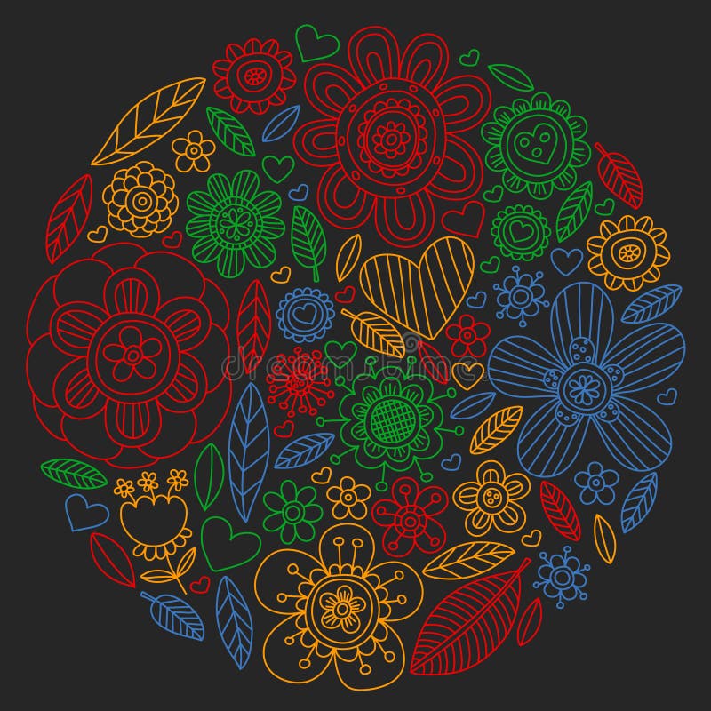 Flowers March 8. Doodle Pattern. Vector Icons for Women. Stock Vector ...